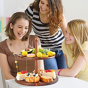 Large Wooden Cupcake Stand Holder Rustic 2 Tier Wooden Serving Stand Tiered Tray Stand Wooden Pastry Stand, Dessert Display Stands Farmhouse Tiered Tray Decor Brown Decorative Tray Mother's Day