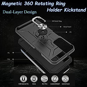 I VIKKLY Case for TCL 20 XE (XE Version Only) Case 2021,with HD Screen Protector, Military-Grade Hybrid Dual Layer Shockproof Case with 360° Rotatable Ring Kickstand Fit Magnetic Car Mount (Black)