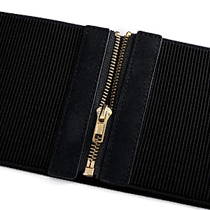 Ayliss Women Wide Elastic Waist Cinch Stretch Fashion Waistband Retro Dress Vintage Belt with Zipper Lady (Fit Waist 25.59"-31.10", Black)