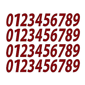 0-9 Numbers Burgundy Vinyl Sticker Decals Assorted Set of 40 Choose Size!! 1/2" to 12" (V546BurgundyItal) (2")