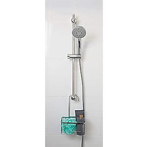 Croydex QM260441 Shower Riser Rail Hook Over Caddy, Silver by