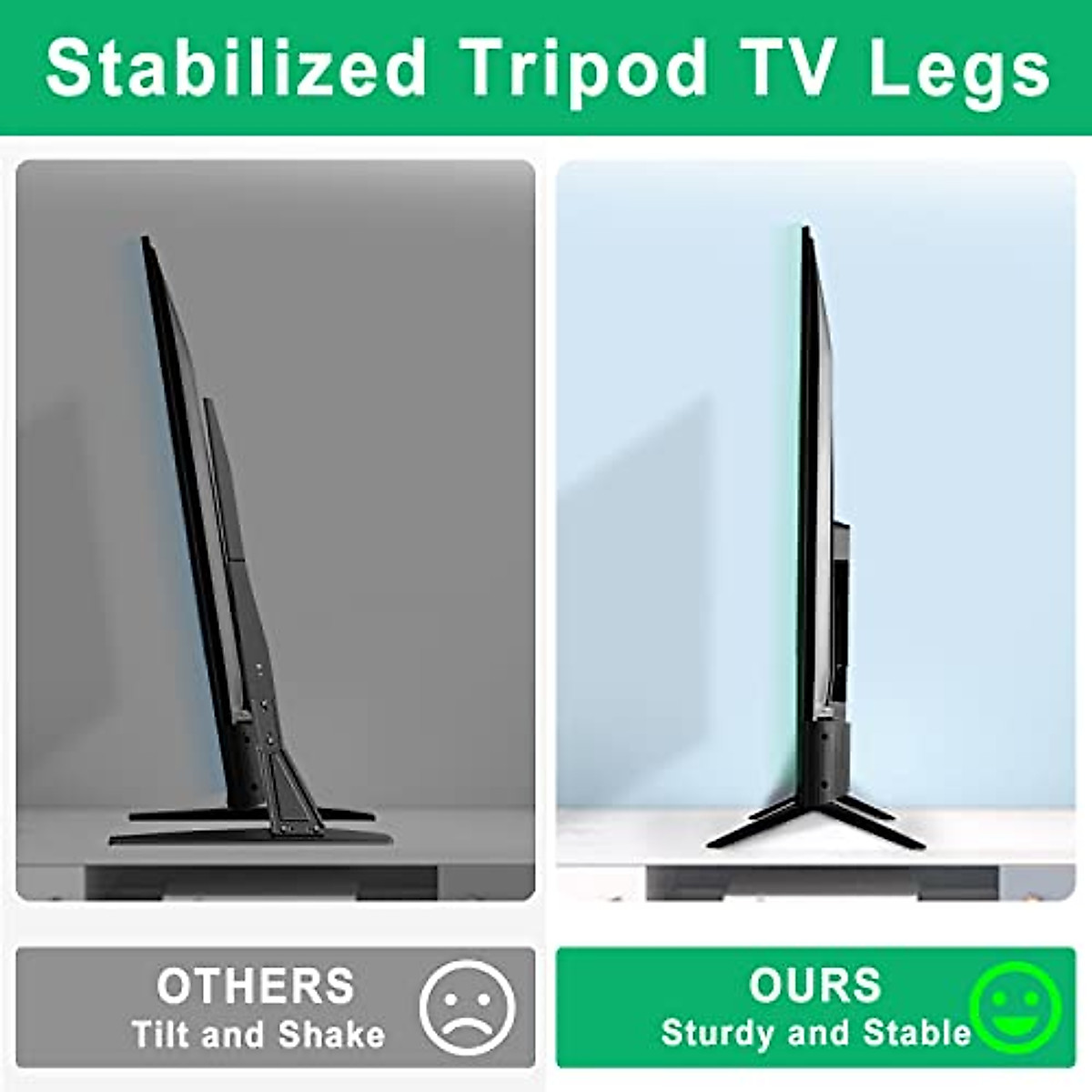 TV Stand Legs for TCL 65" Class 4-Series 4K UHD HDR ROKU Smart TV, TV Stand Base Compatible with TCL TV Model 65S421, Screws Included (Black)