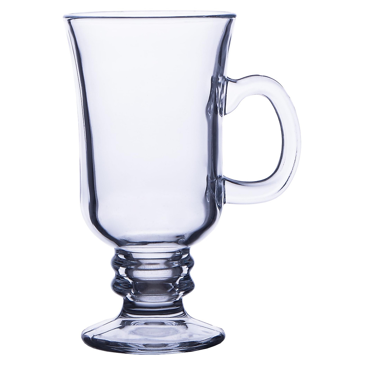 Chefcaptain Glass Coffee Mugs, Glass Cup With Handle Zero-Lead Footed Mugs With 8 Oz Capacity, Irish Coffee Glasses 4-Piece Set (8 Ounces) Irish Coffee Mugs (Clear)