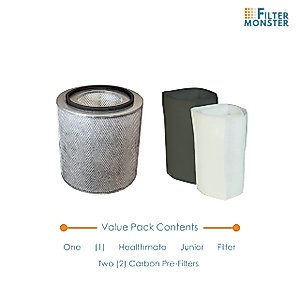 Filter-Monster.com Filter-Monster True HEPA Replacement Compatible With Austin Air Healthmate Junior Filter, With White Carbon Pre-filter