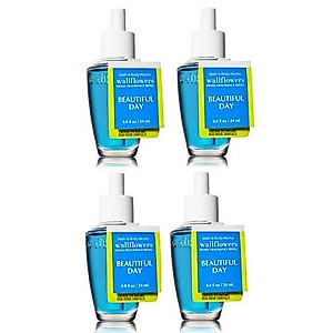 Bath and Body Works Beautiful Day WallFlower Fragrance Refill. 4 Pack 0.8 Oz