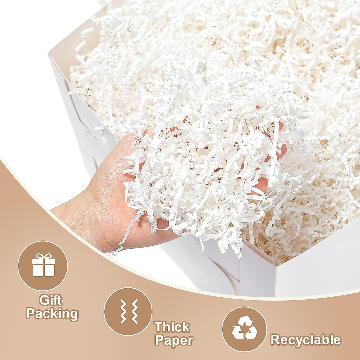 Wowxyz 2 LB Crinkle Cut Paper Shred White Crinkle Paper Shredded Paper for Gift Baskets - Gift Box Filler - Confetti Paper Shreds Stuffing for Birthday, Holiday Gift Packaging Wrapping