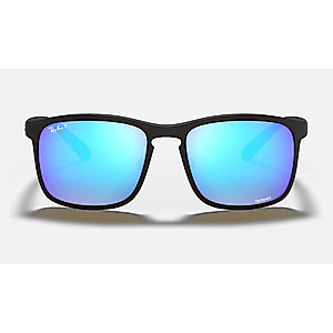 Ray-Ban RB4264 601SA1 58M Matte Black/Blue Flash Polarized Rectangular Sunglasses For Men For Women + BUNDLE with Designer iWear Eyewear Kit