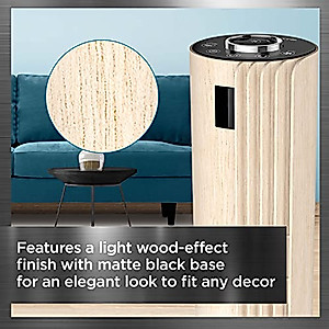 Rowenta Urban Cool Silent Tower Fan with 3 speeds, oscillation, remote control, timer, 3 Speeds, Black + Wood Effect