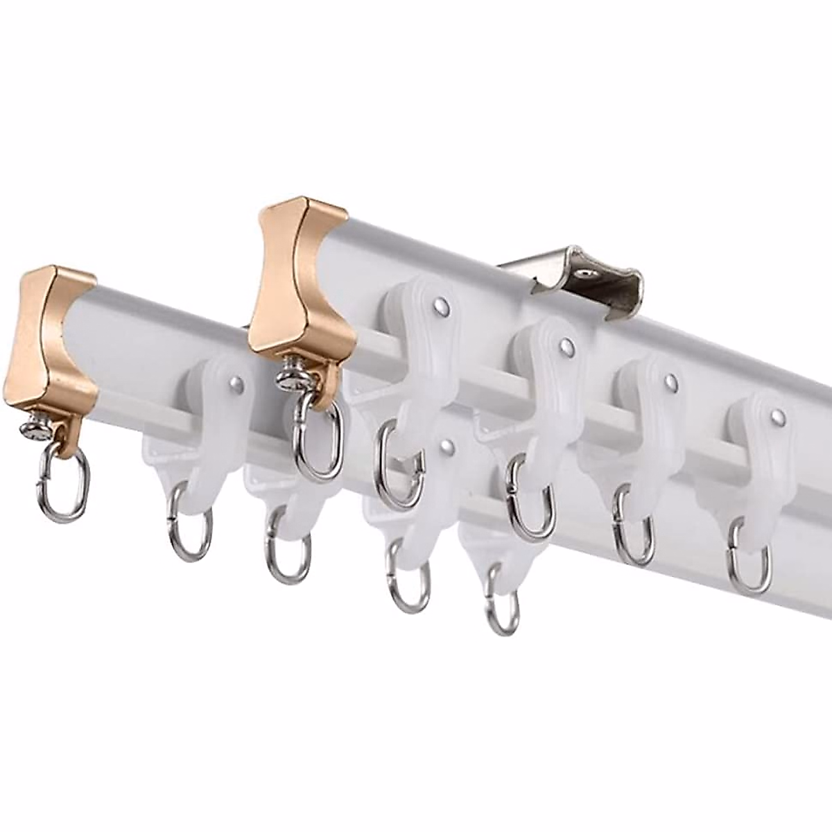 Shower Curtain Track Living Room Double Rods Curtain Track, Flexible Curved RV Bendable Track System Ceiling Or Wall Mount Bendable Curtain Rail For Living Room Bedroom Ceiling Track Set (Color : Wal