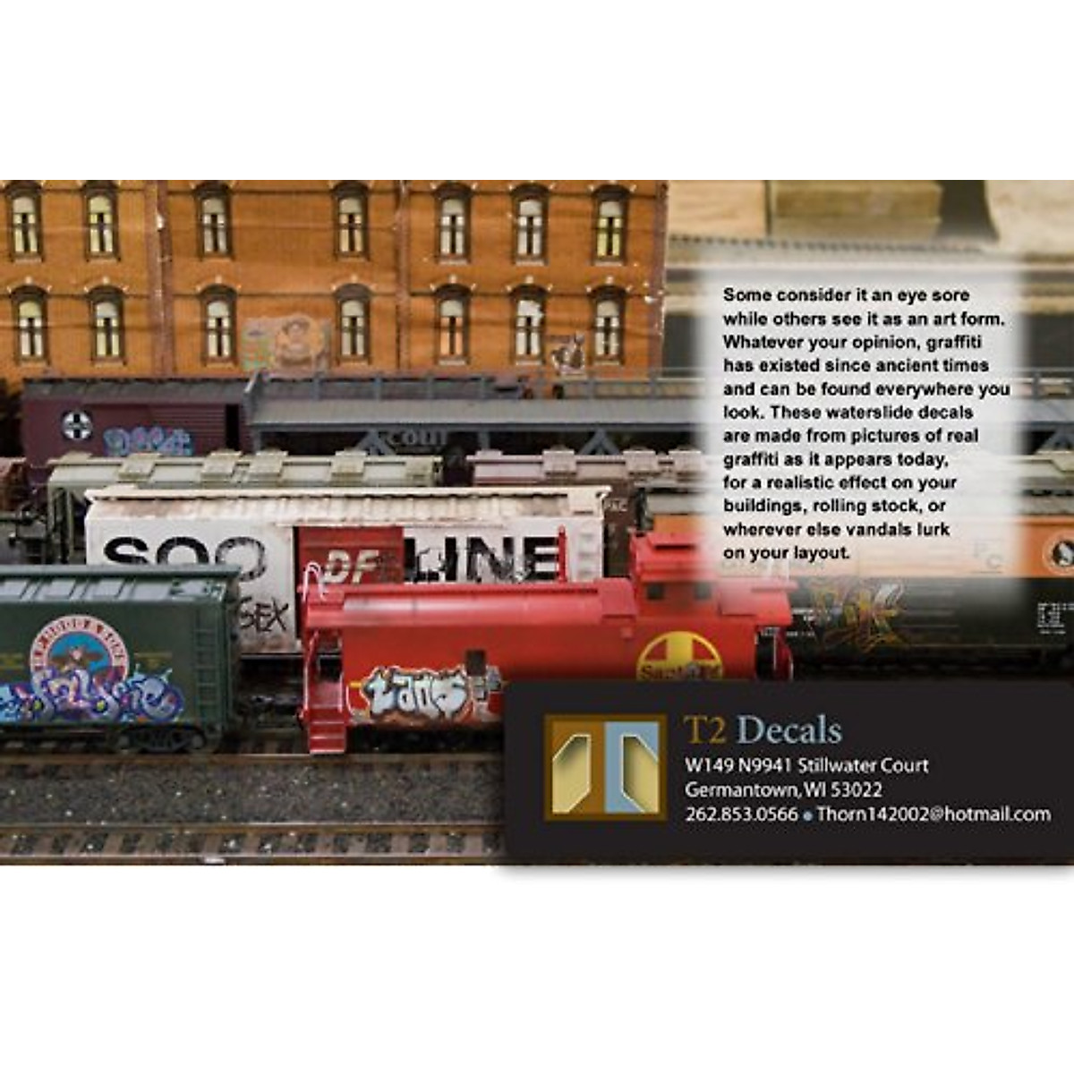 N Scale 1:160 Graffiti Waterslide Decals 2-Pack Set #11 - Weather Your Rolling Stock & Structures!