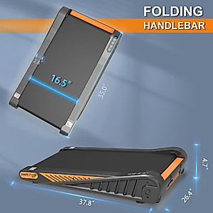 2 in 1 Under Desk Treadmill with Handlebar, Foldable Treadmills for Home, Walking Pad Mini Treadmill 8% Incline, 280 lb Capacity, 2.5HP