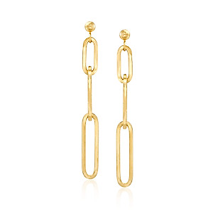 Ross-Simons Italian 18kt Gold Over Sterling Paper Clip Link Linear Drop Earrings