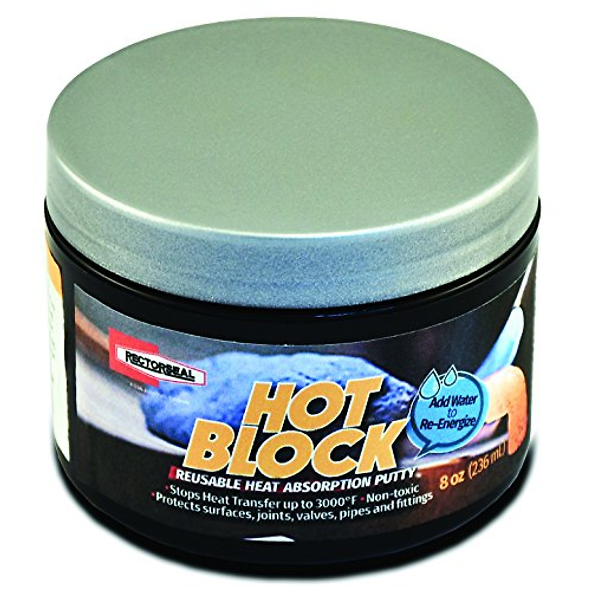 Rectorseal 83560 Hot Block Reusable Heat Absorption Putty, 8 oz, Gray, 8 Fl Oz