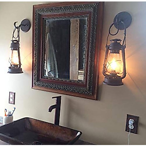 Rustic Lantern Wall Mounted Set - Large Black