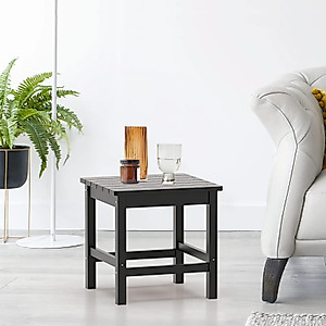 Cecarol Adirondack Side Table, 19.6" Square Oversized Outdoor Side Table, Fade-Resistant and Weather Resistant End Table, Poly Resin Plastic Table for Porch, Patio, Seaside, Black-OST01