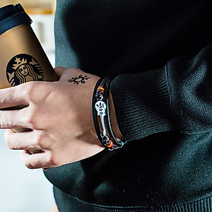 Mishow Mens Womens Leather Bracelet Guitar Handmade Braided Multi-Layer Wrap Bracelet, 8.26 inches