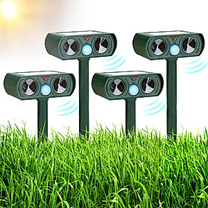 Lubatis 4 Pack Solar Animal Utrasonic Repellent Outdoor Repeller Deterrent to Keep Rat, Squirrel, Deer, Raccoon, Skunk, Rabbit, Dog, Cat Away