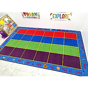 KidCarpet.com ABC Rainbow Seating Classroom Rug with 24 Seats, 7'6" x 12' Rectangle
