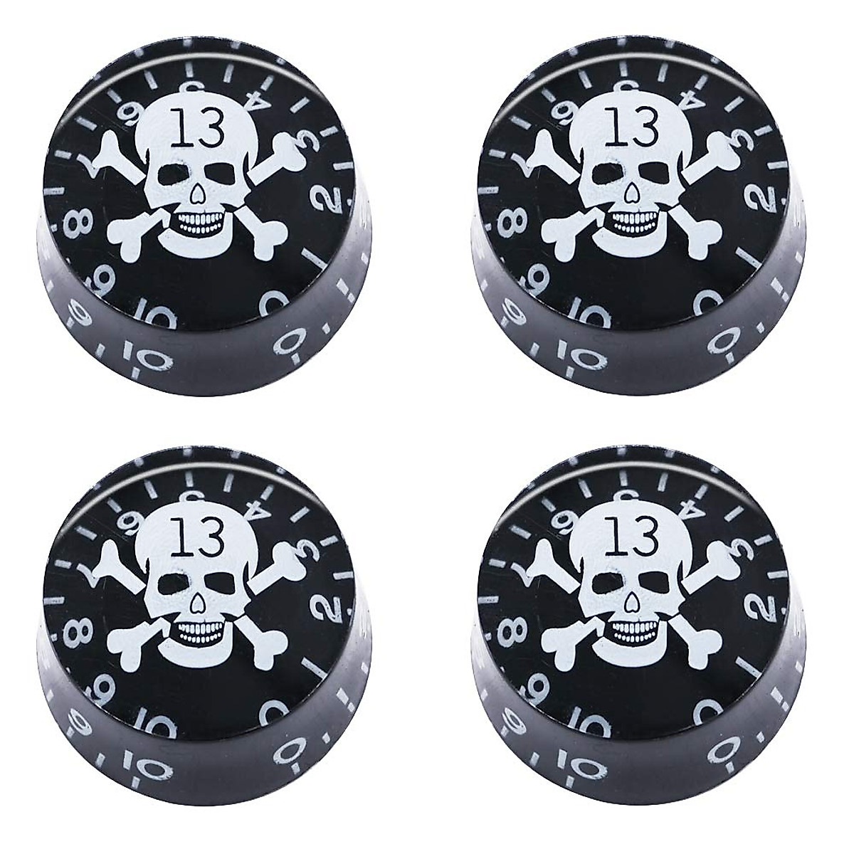 mxuteuk 4pcs Skull Electric Guitar Knob Bass Top Hat Knobs Speed Volume Tone AMP Effect Pedal Control Knobs Black with White KNOB-S12