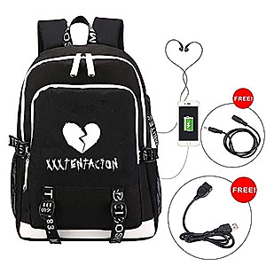 JOOJER Creative XXX Black Sports Revenge Backpack for Mans,Broken Heart Durable Backpack Usb Computer Bag (Black2)
