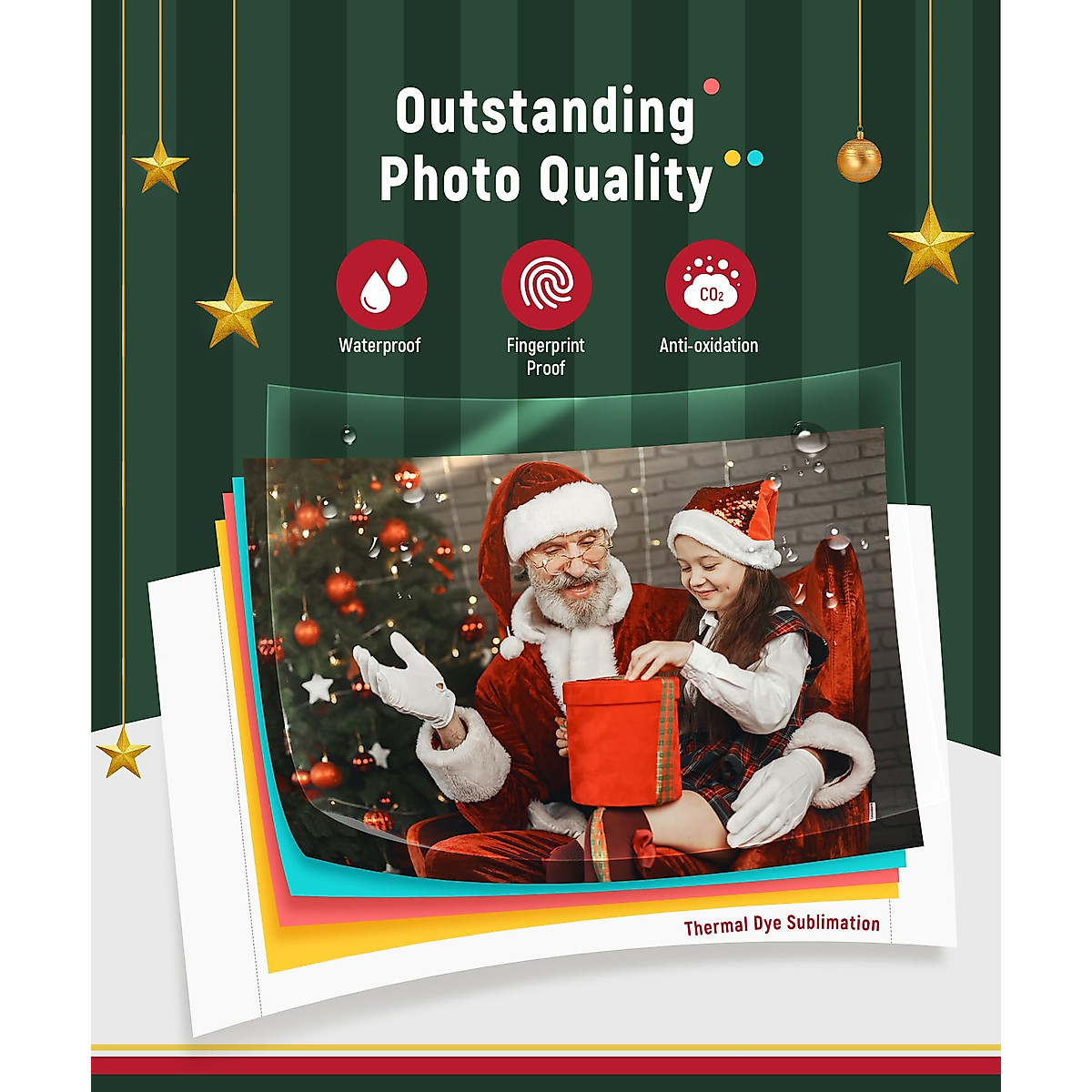 Liene 4x6'' Rechargeable Photo Printer Bundle (100 pcs +3 Ink Cartridges), Wireless Photo Printer for iPhone, Smartphone, Android, Computer, Dye Sublimation Printer, Photo Printer for Travel, Home Use