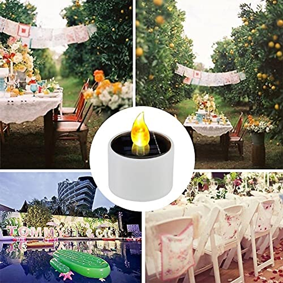 Solar Lantern Tea Lights Candles, Flameless Rechargeable Flickering LED Candle Lights, Outdoor Waterproof for Garden, Yard, Pathway, Balcony, Wedding, Party, Holidays, Home Décor
