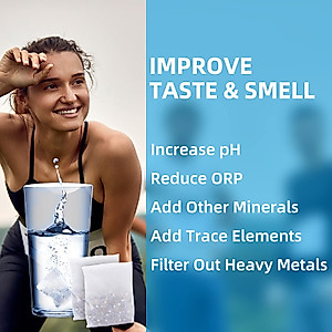 Filterelated Portable Alkaline Water Filter Pouch Alkaline Hydrogen Rich Water Filtration System for Your Bottle, Pitcher, Jug, Container - High pH 9+Water - Long-Life 105 Litre/28 Gallon (3-Pack）