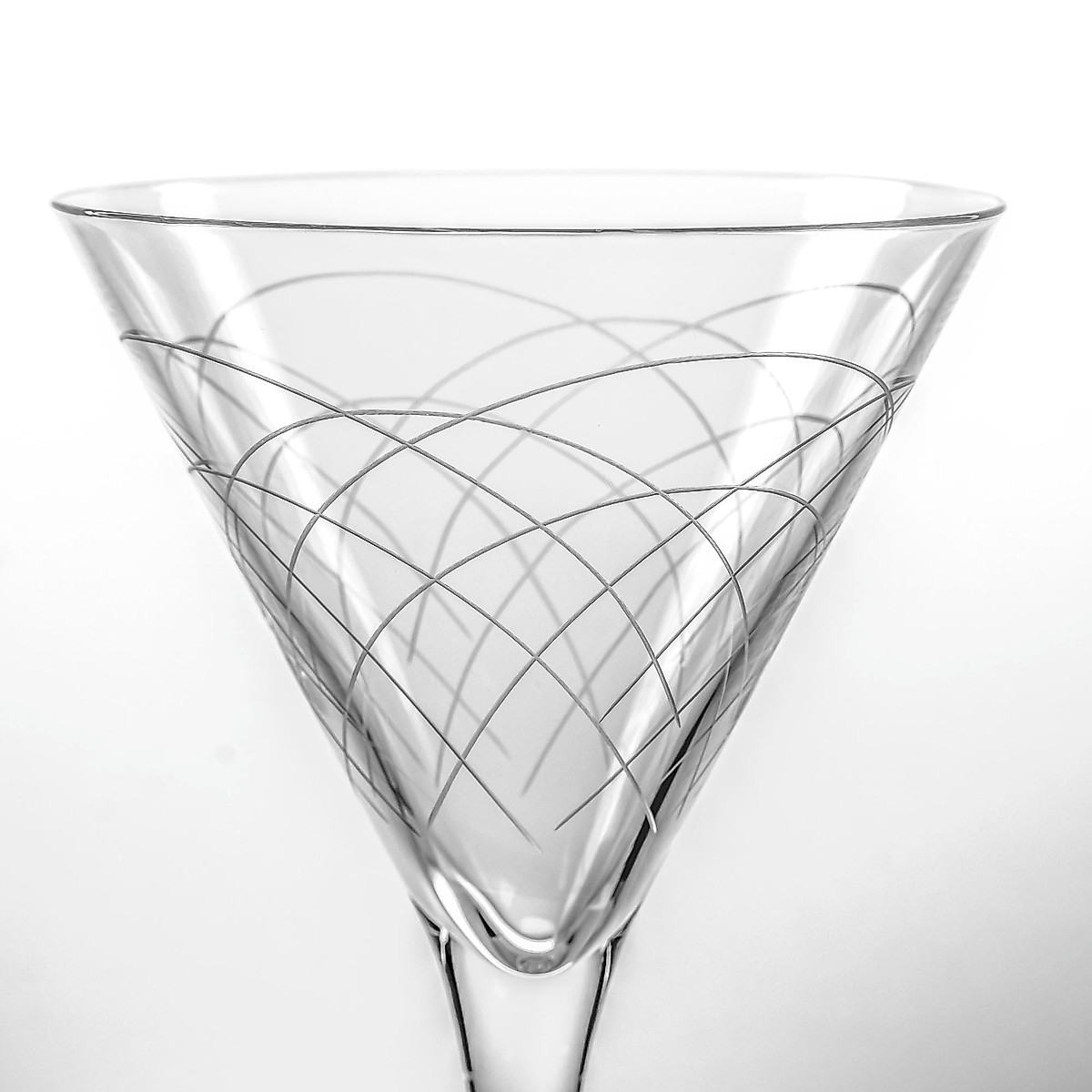 Rolf Glass Mid-Century Modern Martini Cocktail Glass | Stemmed 7.5 oz. Martini Glasses | Lead-Free Glass | Diamond-Wheel Engraved Cocktail Glasses | Designed and engraved in the US (Set of 4)