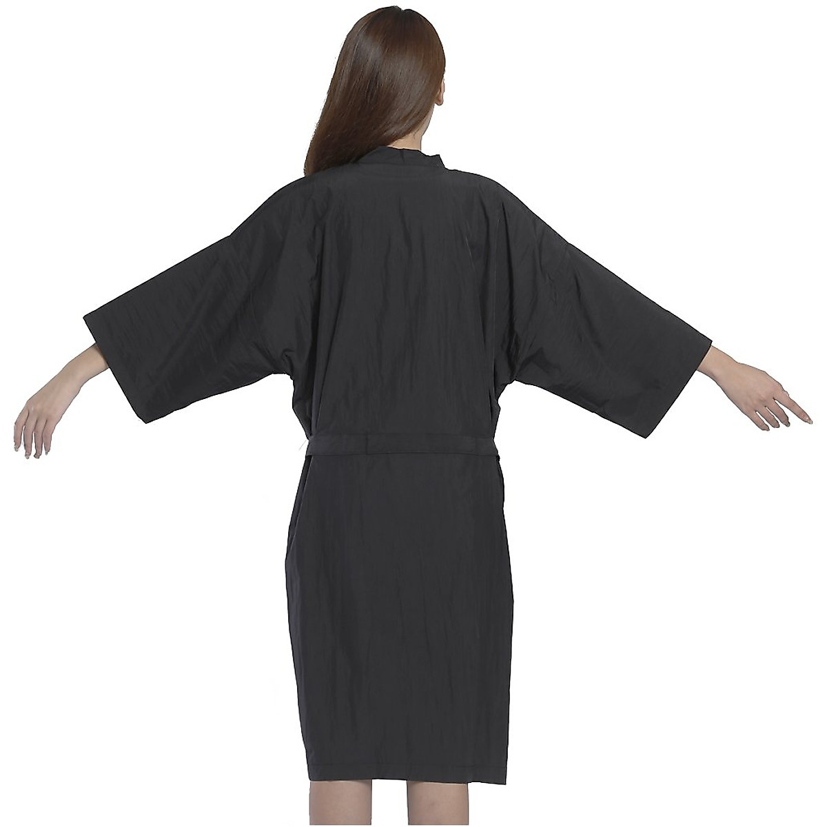 PERFEHAIR Salon Client Gowns Kimono Style, Hair Salon Smocks Capes- 43 Inch Long (Black)