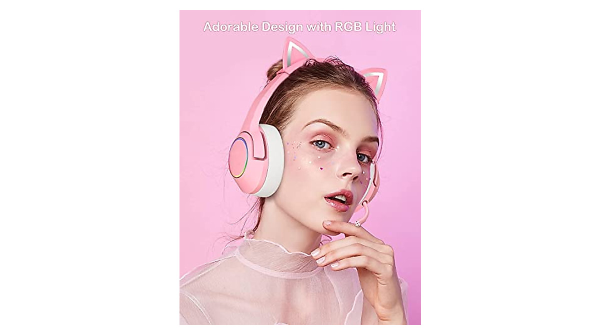 PHNIXGAM Pink Gaming Headset - RGB, Noise Cancelling