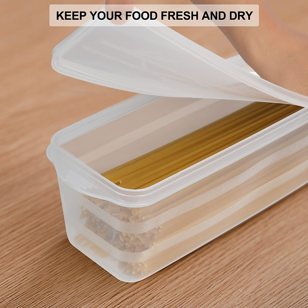 Songaa Pasta Storage Containers with Lids 3PCS, Kitchen Plastic Food Storage Containers for Pantry, BPA Free Pasta organizer for Cereal, Nuts, Eggs, Spaghetti Containers for Organizing Pantry