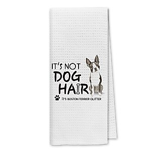 Dibor It’s Not Dog Hair It’s Boston Terrier Glitter Kitchen Towels Dish Towels Dishcloth,Cute Dog Decorative Absorbent Drying Cloth Hand Towels Tea Towels for Bathroom Kitchen,Dog Lovers Girls Gifts