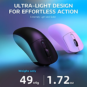 ATTACK SHARK X3 Wireless Gaming Mouse, 49g Ergonomic Computer Mouse, Triple Modes PAW3395 26K DPI Optical Sensor, 200h Battery Life, Programmable Buttons, Gaming Accessories for PC/Laptop/Mac (Black)