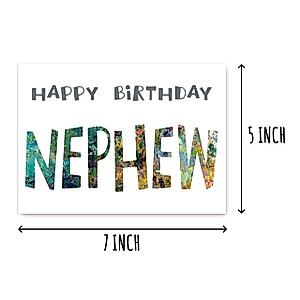 EruditeGifts Happy Birthday Nephew Card, 5 x 7 Inches, Blank Inside, Envelope Included