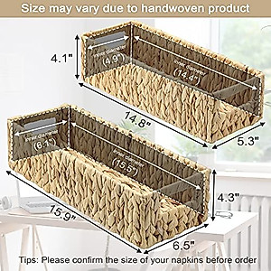 Graciadeco Nesting Storage Toilet Tank Baskets, Water Hyacinth Back of Toilet Paper Basket Wicker Storage Basket for Toilet Tank Top Woven Long Narrow Baskets for Organizing Bathroom Pantry, 2 Pack