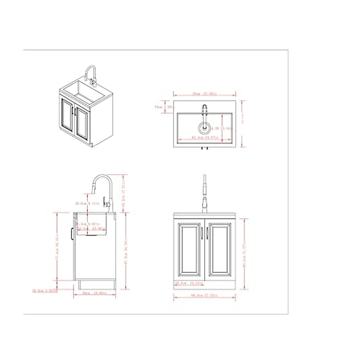 SIMPLIHOME Darwin Contemporary 28 Inch Deluxe Laundry Cabinet with Pull-out Faucet and Stainless Steel Sink in White, For the Laundry Room and Utility Room