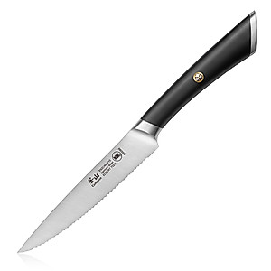 Cangshan ELBERT Series German Steel Forged 5" Serrated Utility Knife (Black)