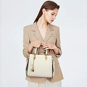 KKXIU Trendy Women Satchel Purses and Handbags Vegan Leather Top Handle Shoulder Crossbody Bag (Brown-A)