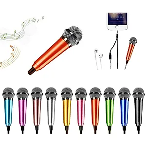 DELADOLA Mini Microphone,Portable Vocal Tiny Microphone, Asmr Microphone,Phone Microphone, Mini Karaoke Microphone for Voice Recording Chatting and Singing On iPhone,Android,Laptop Notebook(Orange)