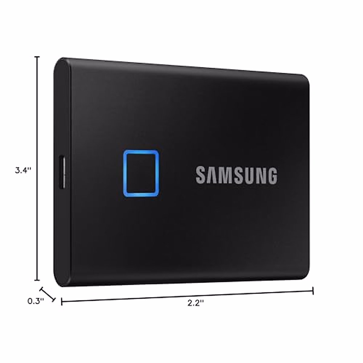 SAMSUNG T7 Touch Portable SSD 2TB,up to 1050MB/s, USB 3.2 External Solid State Drive, Black (MU-PC2T0K/WW)