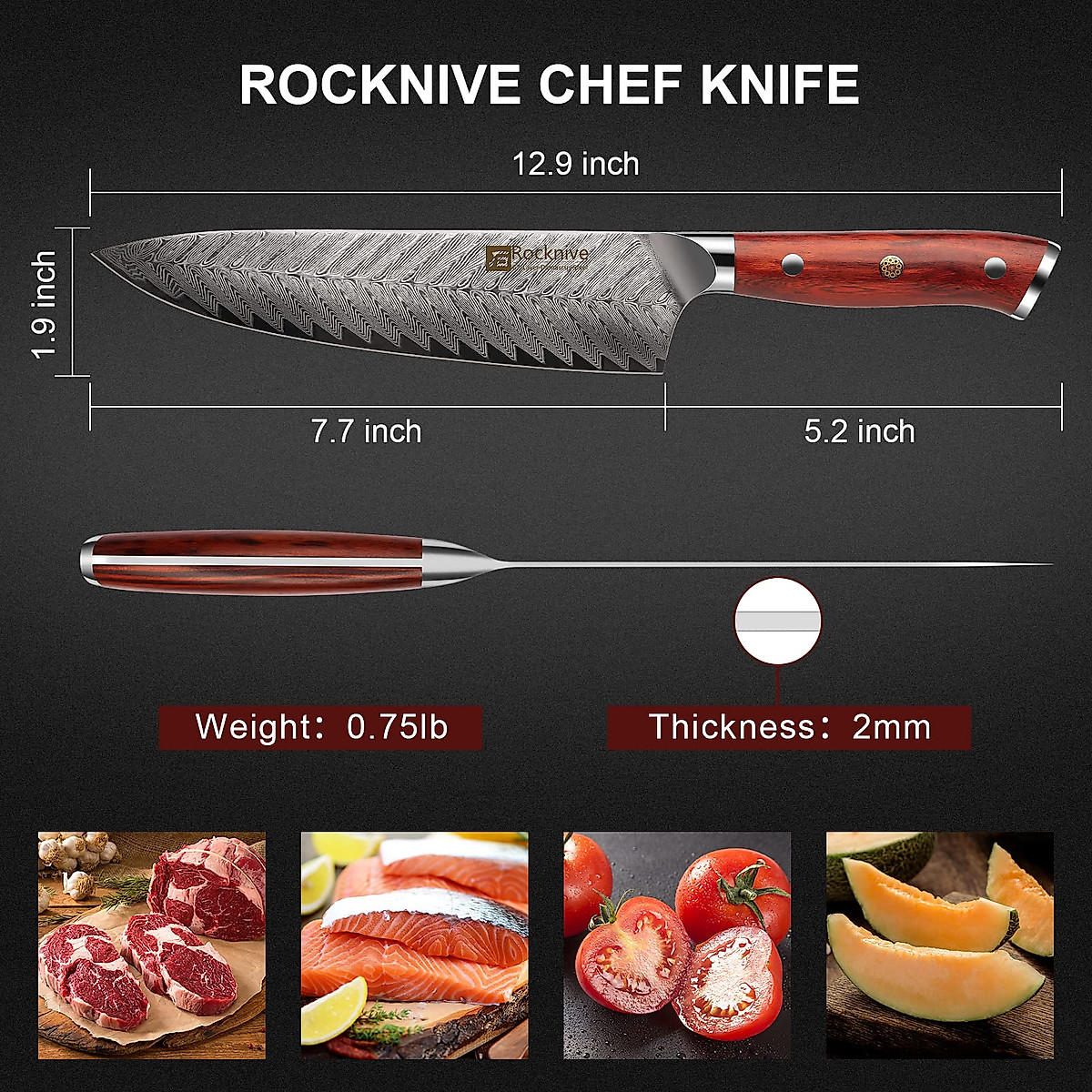 Chef Knife Damascus 8 Inch Japanese Professional Gyuto Vg10, High Carbon Steel Core With 67 Layer Stainless Steel Forged For Kitchen Cooking with Wood Handle