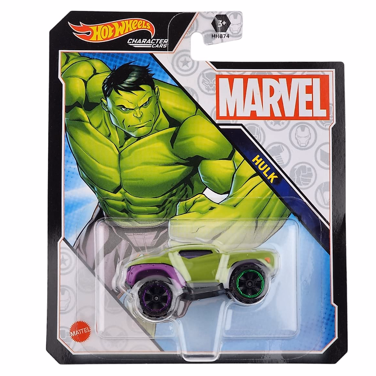 Hot Wheels Character Cars, Marvel Hulk, Toy Vehicle for Kids Aged 3 and Up