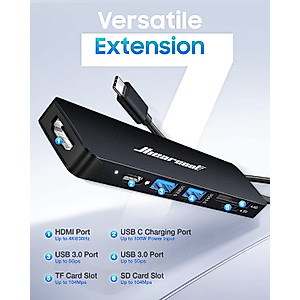 Hiearcool USB C Hub, MacBook Pro Adapter USB C Dongle, 7 in 1 USB C to HDMI Multi-port Adapter Compatible for USB C Laptops Nintendo and Other Type C Devices (Carbon Black+Rose Gold)
