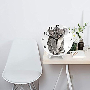 AOYEGO Koala Wall Clock Cute Animal Koala Bears Family Mom and Son Clock Round Silent Non Ticking Home Decor 10 Inch for Living Room Bedroom Office