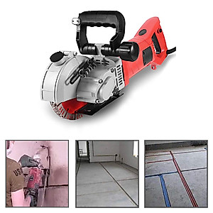 Wall Grooving Machine, Channels Cutter, Concrete Cutting Machine for Cutting Slotting Marble Concrete Grooves 110V(Red)