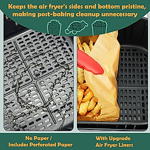 BYKITCHEN Air Fryer Sheets Liners for Ninja AG301 Grill, AF141, Cosori Air Fryer, 9 Inch Square Air Fryer Parchment Paper Filters for 5 to 8 Qt Basket, Ninja Foodi Grill Accessories (Set of 100)