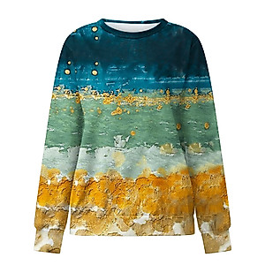 prime deals of the day today only clearance Scuba Dupes Sweatshirt Womens Crewneck Sweatshirt Lightweight Long Sleeve Tunic Gradient Tie Dye Pullover Sweater Shirt Fall y2k Clothes Yellow S
