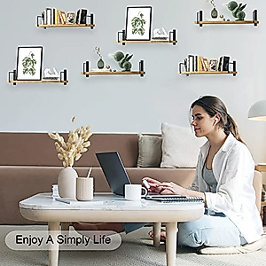EALLRINEC Floating Shelves, 24 Inches Easy to Install Wall Mounted Shelves, Wall Shelves Set of 3, Rustic Wood Shelves for Wall Décor, Storage Shelves for Living Room, Bathroom, Bedroom
