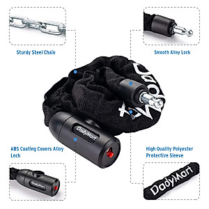 DadyMart Bike Chain Lock, 6mm Thick Security Chain Lock Bike Lock Heavy Duty Anti Theft Bike Locks with Keys, Bicycle Chain Lock for Motorcycle, Gate, Fence