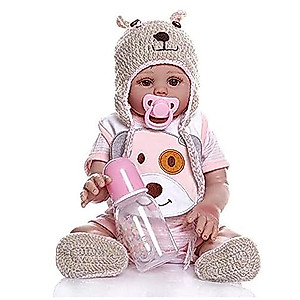 Baby Dolls That Look Real, 18-Inch Silicone Dolls for Girls, Handmade Lifelike New Born Baby Dolls, Best Toddler Gift Sets for Ages 3+,E